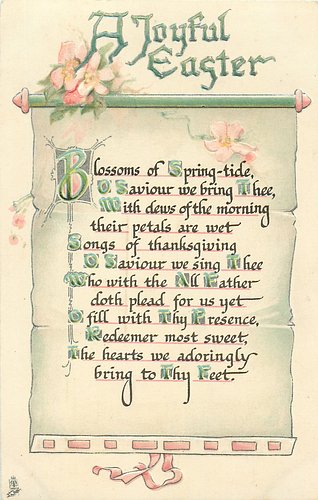 A JOYFUL EASTER pink flowers - TuckDB Postcards