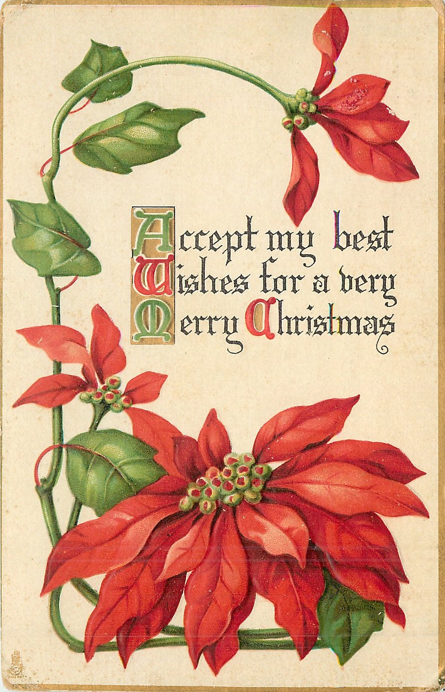 ACCEPT MY BEST WISHES FOR A VERY MERRY CHRISTMAS - TuckDB Postcards