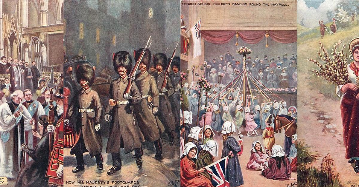 Set: OLD ENGLISH CUSTOMS - TuckDB Postcards