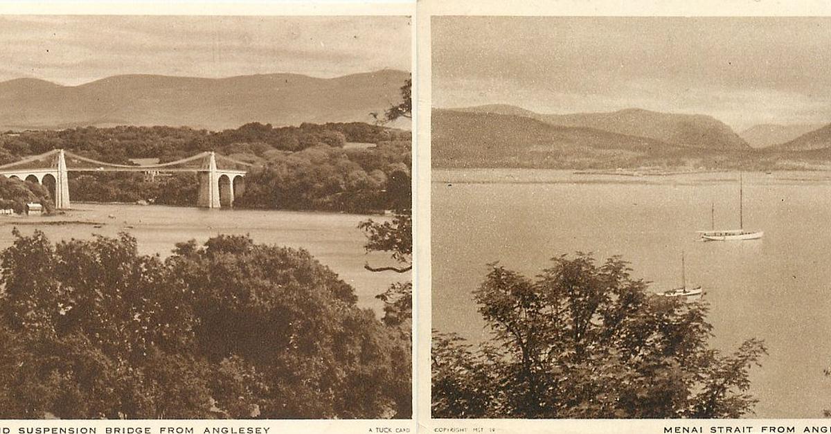 Set: MENAI STRAIT, sepia - TuckDB Postcards