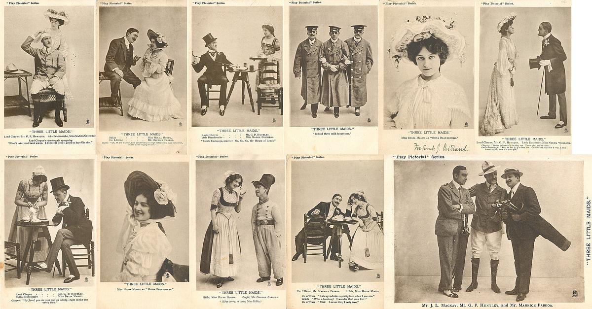 Set: PLAY PICTORIAL THREE LITTLE MAIDS SERIES A - TuckDB Postcards