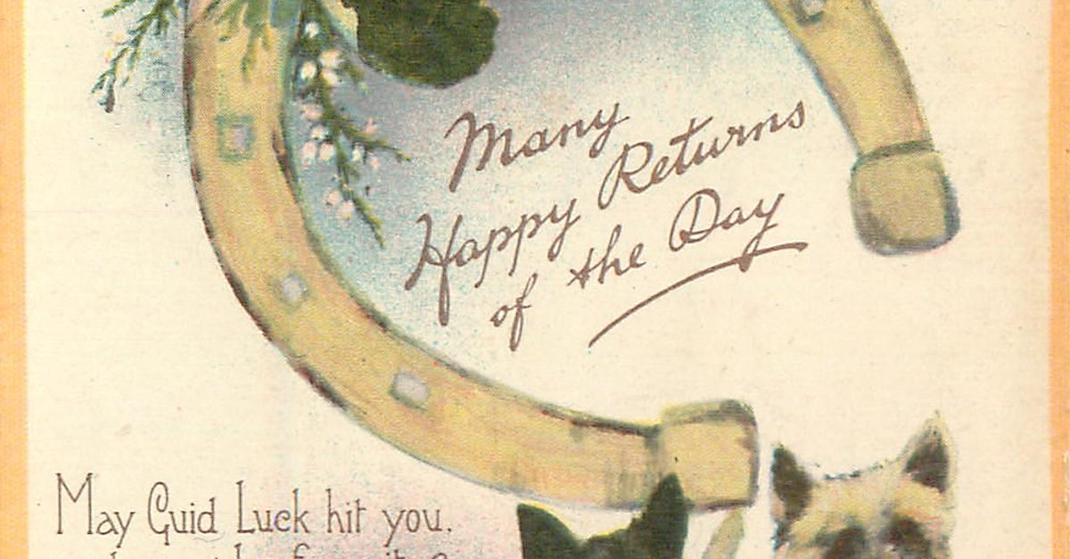 Set: Birthday, good luck symbols - TuckDB Postcards