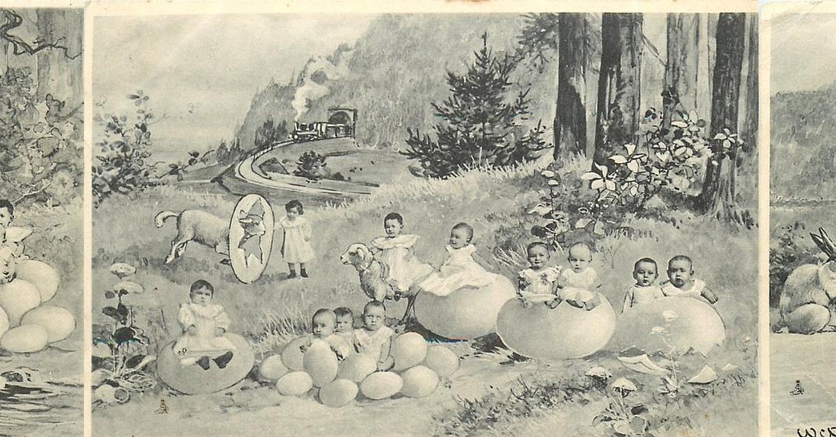 Set: Easter babyland (set I) multiple babies fantasy - TuckDB Postcards