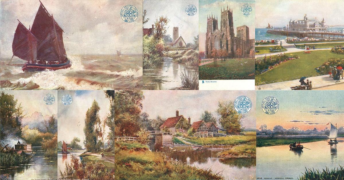 Set: GREAT EASTERN RAILWAY, blue crest on front - TuckDB Postcards