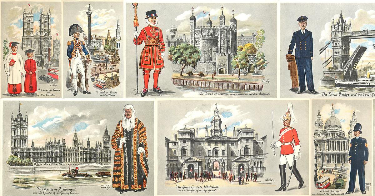 Set: LONDON CHARACTER SERIES - TuckDB Postcards