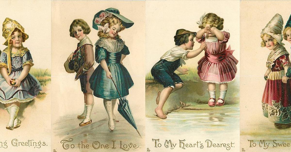 Set: DAINTY CHILDREN, VALENTINE, - TuckDB Postcards