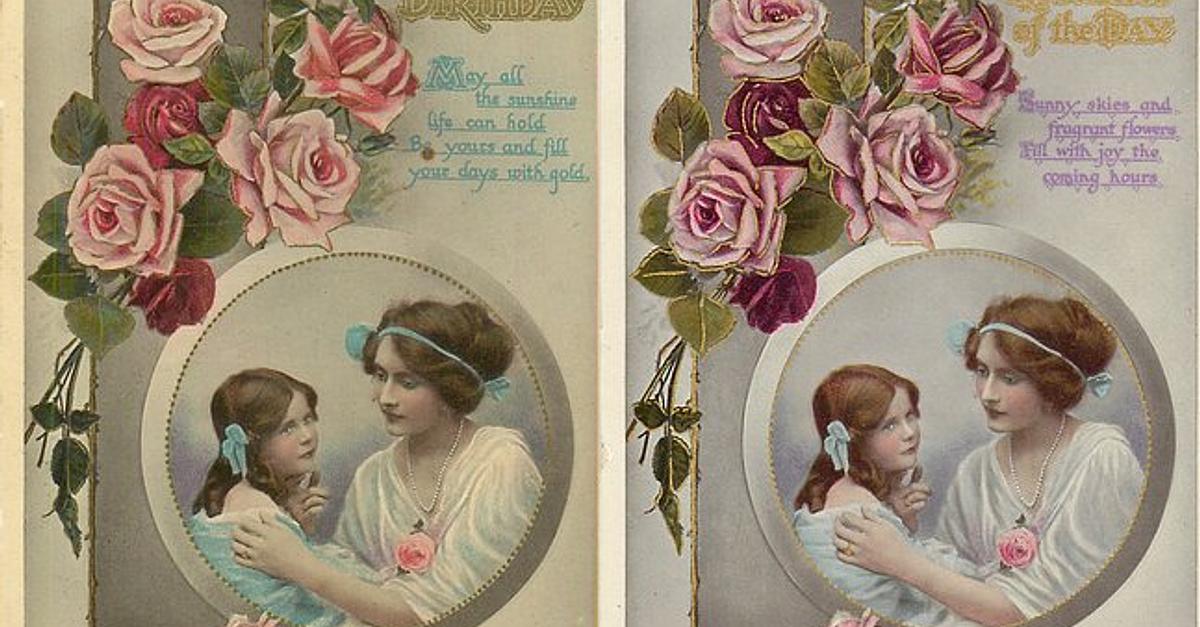 Set: BIRTHDAY roses, inset mother & child - TuckDB Postcards