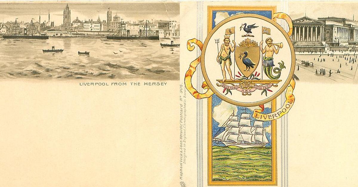 Set: LIVERPOOL, sailing ship below crest - TuckDB Postcards