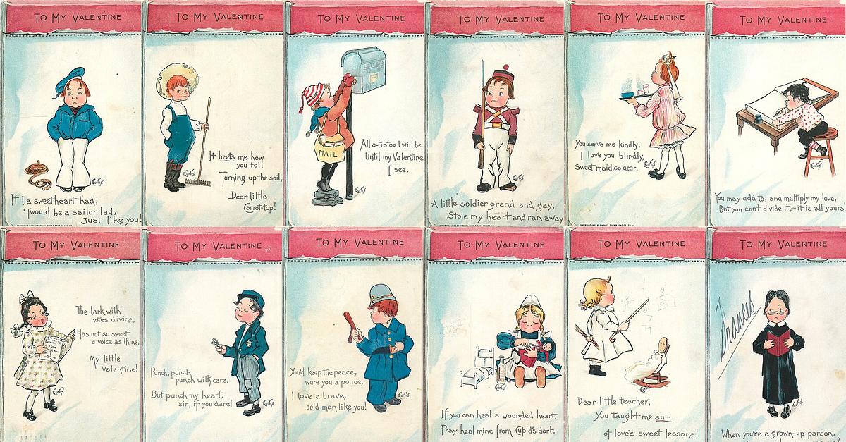 Set: TO MY VALENTINE, unnumbered, vignettes children, Curtis - TuckDB ...